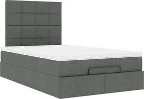 Osmanský rám postele s matrací tmavě šedá 120x200cm textil 3313997