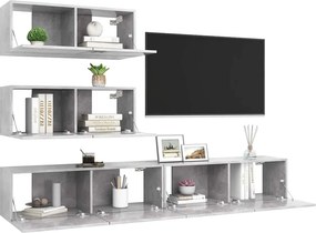 4dílný set TV skříněk betonově šedý kompozitní dřevo 3079131