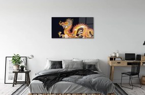 Obraz na skle Golden Japanese Dragon 125x50 cm