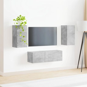 Sada televizního nástěnného kabinetu 4 ks Betonově šedá 3408910