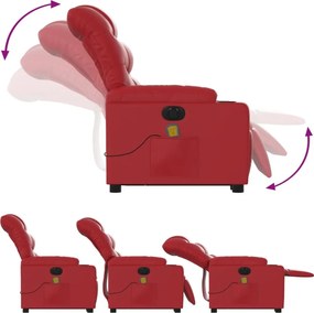 vidaXL Elektrické zvedací masážní polohovací křeslo koženka [3206625] Barva: Červená