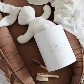 Lněné hnízdo pro miminko s volánem čokoládová