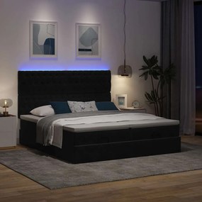 Osmanský rám postele s matracíes černá 160x200cm samet 3314635