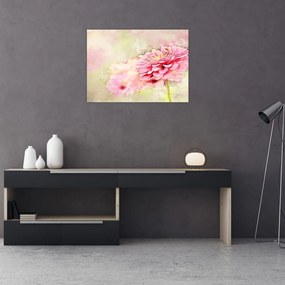 Skleněný obraz - Růžová květina, aquarel (70x50 cm)