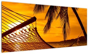 Západ slunce na pláži, obraz (100x40cm)
