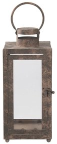 Kovová lucerna s patinou a odřením - 13*13*30 cm