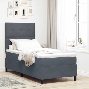 Postel s boxspringem s čelo Tmavě šedá 100 x 200 cm samet 3339813