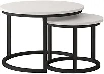 Nábytkáři ORFA TRENTO - Konferenční stolek sada 2kusy - lamino BÍLÁ/ noha kov ČERNÝ (Toronto stolik kawowy=2balíky)(IZ) (K150)