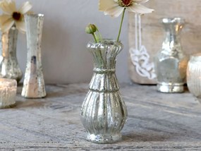 Rtuťová antik skleněná dekorační vázička Vallia - Ø 6*13 cm