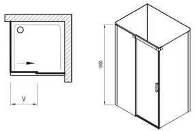 Ravak Matrix Sprchový kout 100x80 pravé transarent satin MSDPS-100/80 0WPA4U00Z1