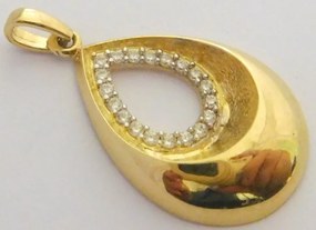 Klenoty Budín Zlatý přívěsek - zlatá kapka posetá zirkony 585/1,08gr HK3038