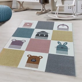 Dětský koberec Funny čtverečky se zvířátky