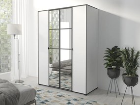 MAXIVA Šatní skříň - OSLO I 150, zrcadlo, bílá/černá
