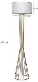 Designová stojanová lampa Fellini 155 cm bílá / zlatá