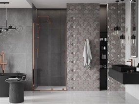 Mexen Velar, posuvné dveře do otvoru 75x200 cm, 8mm čiré sklo, růžové zlato, 871-075-000-01-60