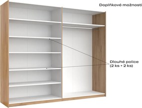 Skříň s posuvnými dveřmi 2,5x2,1m (Dveře Lesklé Bílé) série N Asti