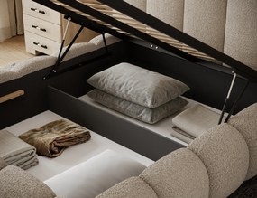 Postel Oloroso 180x200 s kovovým roštem a úložným prostorem, hnědé bouclé