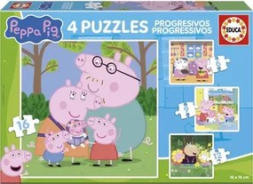 EDUCA Puzzle Prasátko Peppa 4v1 / (6  9  12  16 dílků) / od 3 let