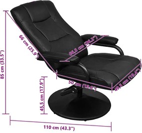 TV křeslo s podnožkou černé umělá kůže 241535