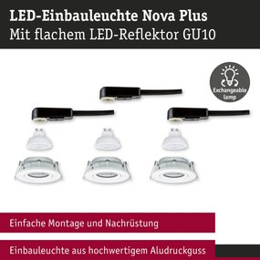 P 92416 LED vestavné svítidlo Nova Plus GU10 Flat IP65 93mm 3x4,9W 230V stmívatelné 2700K bílá mat - PAULMANN