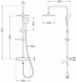 Mexen KX67 Podomítkový vanový a sprchový set s dešťovou sprchou a termostatickou baterií, Chromovaná/ bílá - 779006791-00