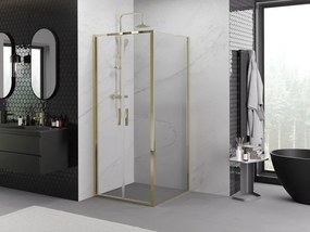 Mexen Exo, výklopná sprchová kabina, dveře 110 cm + boční stěna 110 cm, transparentní sklo, zlatá, 814-110-110-50-00