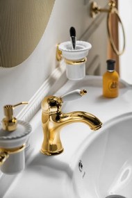 Sapho Sapho, KIRKÉ WHITE nástěnná sprchová baterie, bílá páčka, bronz, KI11BB