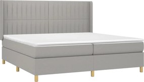 Box spring postel s matrací a LED světle šedá 200x200 cm textil 3139061