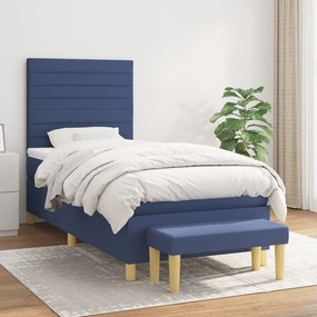 Box spring postel s matrací modrá 100 x 200 cm textil,  3137219