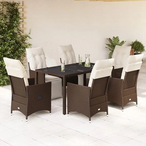 7dílný zahradní bistro set s poduškami hnědý polyratan 3276918