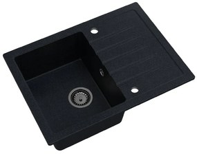 Sink Quality Titanite, kuchyňský granitový dřez 680x495x215 mm + černý sifon, černá skvrnitá-Brocade, SKQ-TIT.B.1KKO.XB