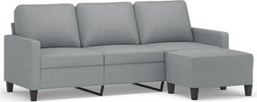 3místná pohovka s podnožkou světle šedá 180 cm textil 3201037