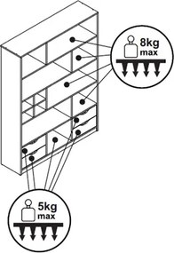 Regál/knihovna Sten 2, bílý/šedý beton