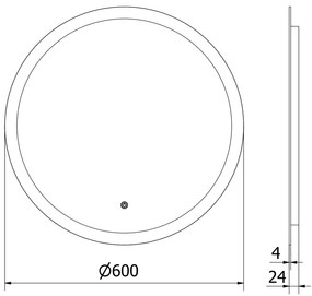 Mexen Oro, kulaté LED podsvícené koupelnové zrcadlo 60 cm, 6000K, topná podložka proti zamlžování, 9824-060-060-611-00