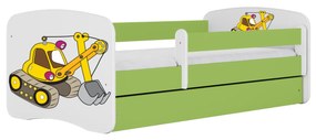 Kocot Kids Dětská postel BAGR zelený Velikost postele: 140x70, Matrace: Bez matrace, Šuplík: Se šuplíkem