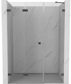 Mexen Lunar-F levé skládací sprchové dveře 115 cm, transparentní, kartáčovaná gun gray - 836S-115-050-66-00-L