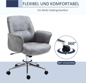 Kancelářská židle Vinsetto XXL ergonomická čalouněná židle výškově nastavitelná s funkcí houpání do nosnosti 120 kg Světle šedá | Aosom.de