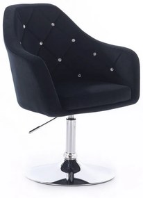 LuxuryForm DESIGN Otočné křeslo ROMA VELUR na stříbrném talíři - černé