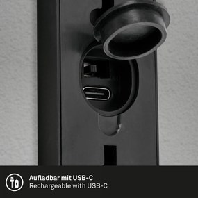 BRI 3787015 Lima LED venkovní nástěnné svítidlo, pohybové čidlo, soumrakový senzor, nabíjecí, černá - BRILONER