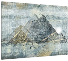 Skleněný obraz - Pyramidy v modrém filtru (70x50 cm)