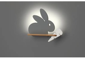 LED Dětské nástěnné svítidlo s poličkou RABBIT LED/4W/230V šedá/bílá/dřevo