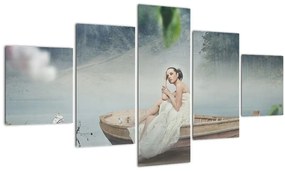 Obraz - Žena na loďce (125x70 cm)