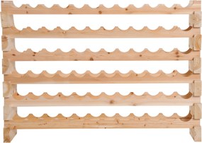 HOMCOM 72-lahev vinotéka, 6-patrová vertikální vinotéka s nosností 100 kg pro kuchyni, jídelnu a bar, 114x28x85 cm, přírodní dřevo