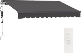 Sklopná markýza Outsunny s elektrickým kličkovým mechanismem - výškově nastavitelná, UV 30+ ochrana pro balkon - šířka 300 cm, tmavě šedá | Aosom