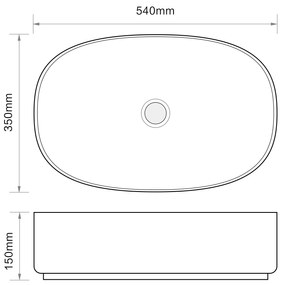 Erga Cíle, umyvadlo na desku 540x350x150 mm, bílá lesklá, ERG-V03-9683-WH