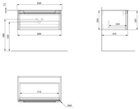 Sapho Kerala koupelnová skříňka pod umyvadlo 80 x 35 x 47,5 cm 1x zásuvka verde zelená KR080-4444
