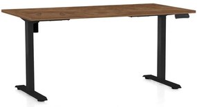 Výškově nastavitelný stůl OfficeTech B, 160 x 80 cm, černá podnož, dub silverjack