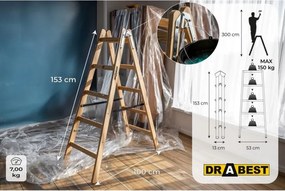 Dřevěné malířské štafle 2x5 stupňů oboustranné DRABEST DREW 2x5 PRO