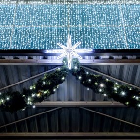 Easy Fix LED světelný závěs venkovní, 100 × 300 cm, ledově bílá s FLASH, 300 diod, bílý kabel, IP67, prodlužovací