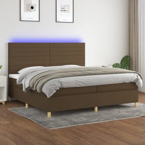 Box spring postel s matrací a LED tmavě hnědá 200x200 cm textil,  3135544 HangarStore.cz